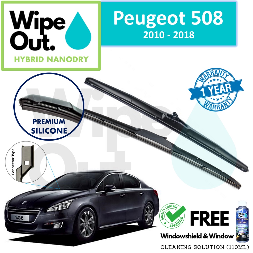 [PREMIUM] Peugeot 508 2010 - 2018 WipeOut HYBRID NANODRY SILICONE Wiper ...