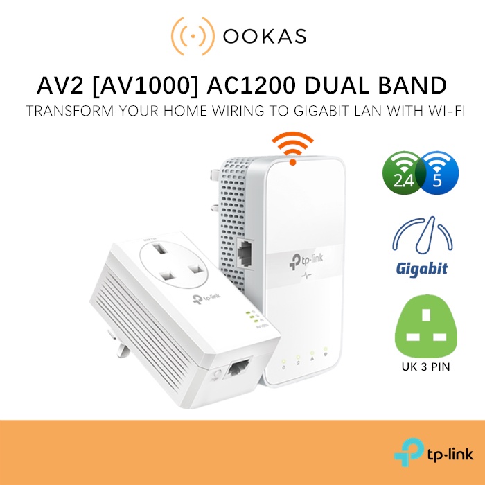 TP-Link TL-WPA7617 KIT AV2 (AV1000) Dual Band 5GHz + 2.4GHz Gigabit ...