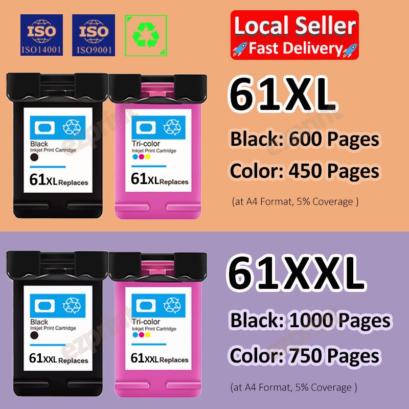 Compatible for HP 61XL HP 61XXL HP 61 Ink Cartridge HP 61XL Black ...