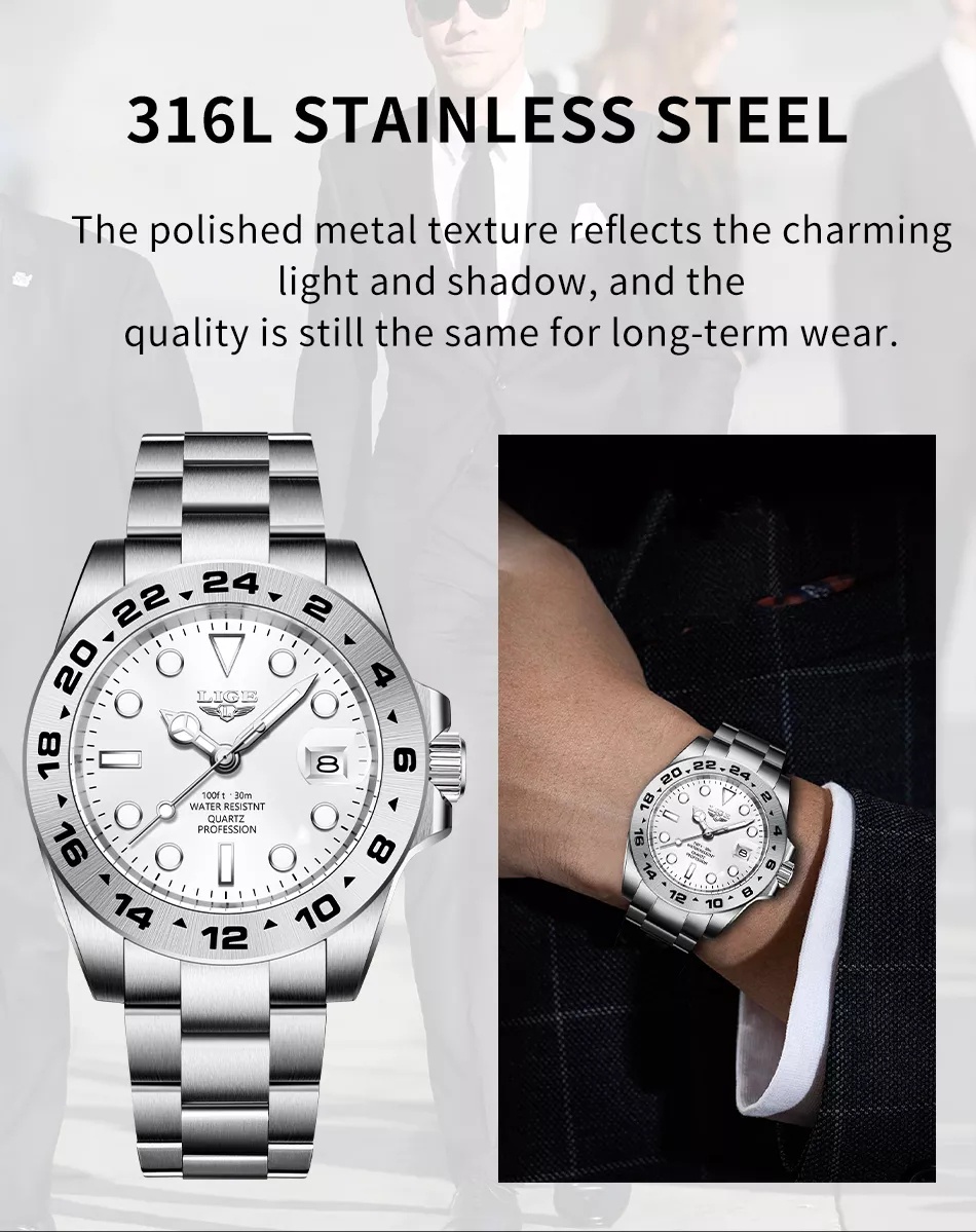 LIGE Watch for Men Original Waterproof Business Simple Fashion Luminous ...