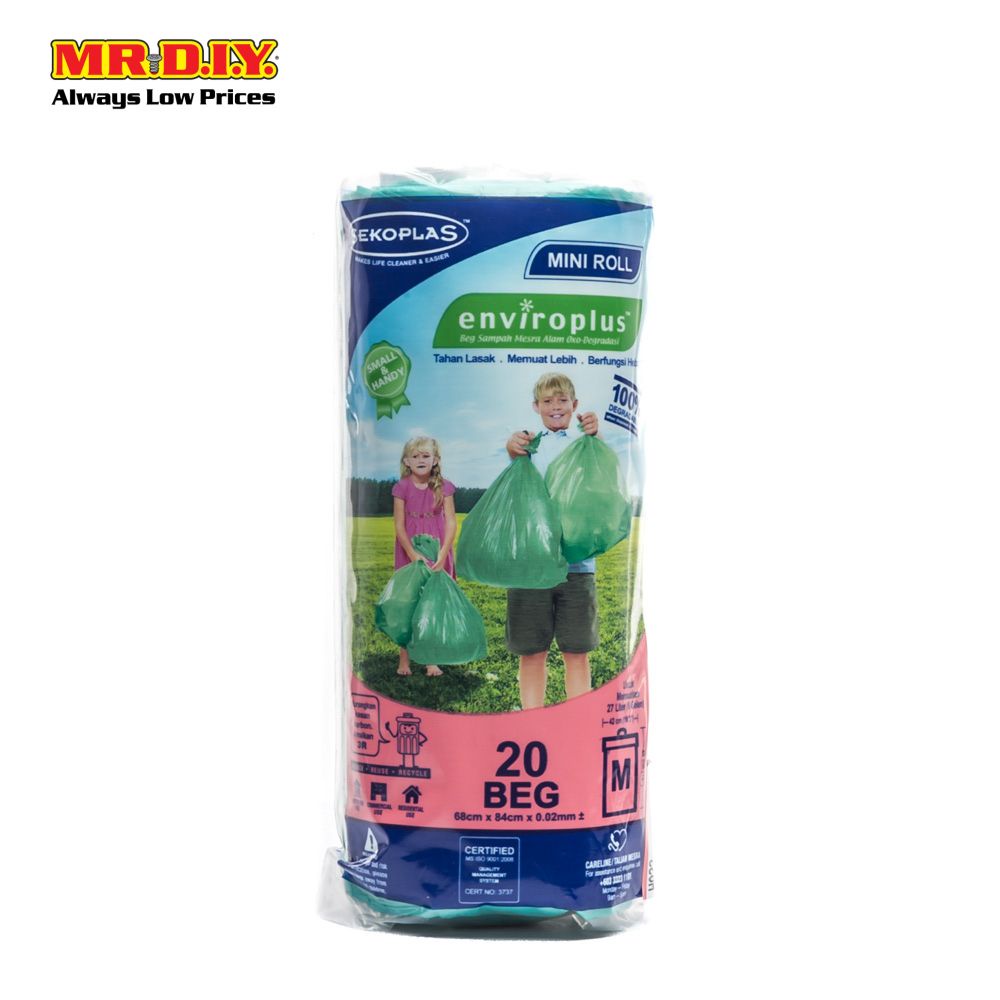 SEKOPLAS Enviroplus Mini Roll Garbage Bag M Size (20pcs) | Shopee Singapore