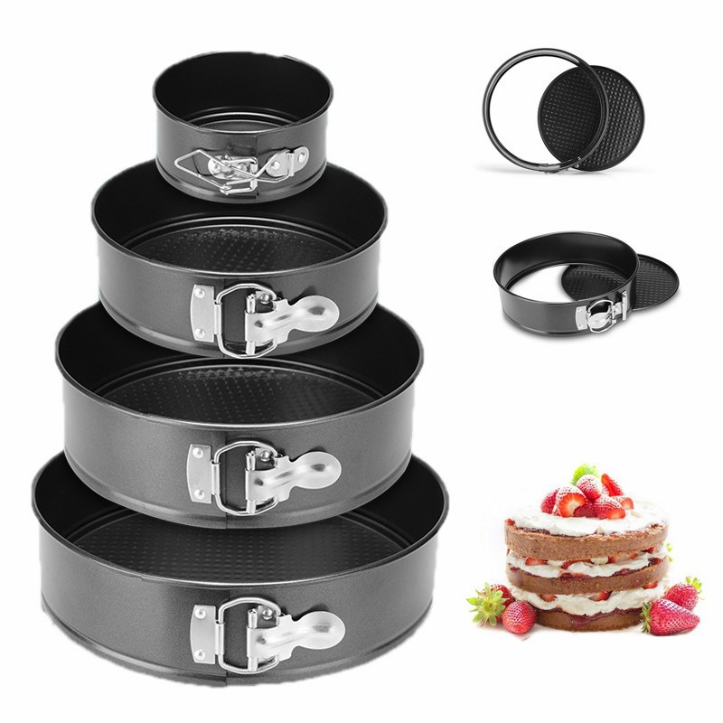 4/6/8/10 inch Black Carbon Steel Cakes Molds / Non-Stick Metal Bake ...