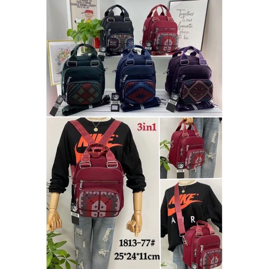 IMPORTED WOMEN'S BAG BOBO 1813-77 3in1 MOTIF SLING BACKPACK | Shopee ...