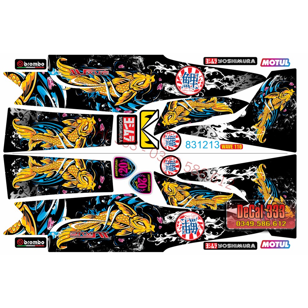 Wave ALPHA 110 DRAGON CARP Removable Stamp - BLACK CAR STICKER 831213 ...