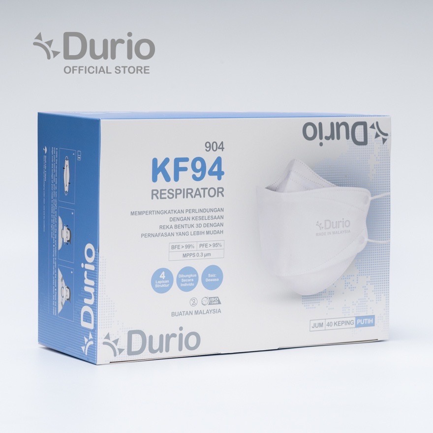 Durio 904 KF94 Respirator - White (40 Pcs) | Shopee Singapore