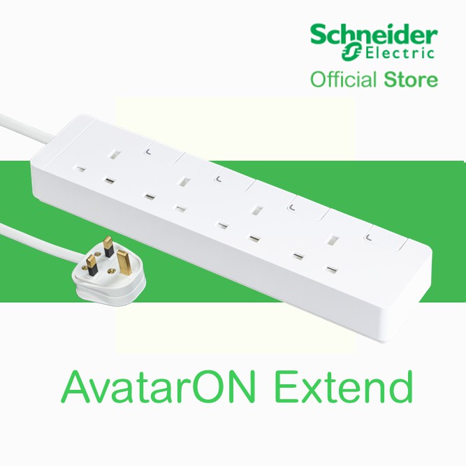 Schneider Electric- AvatarOn 4Gang or 6Gang Trailing socket with ...
