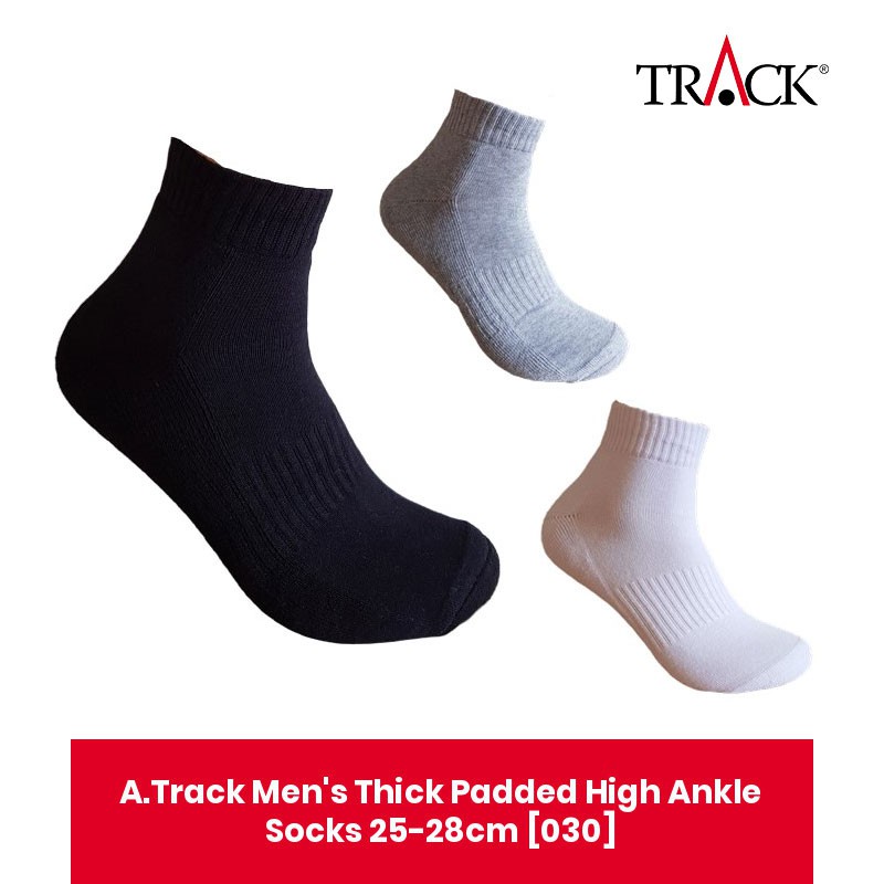 [Bundle of 3pairs] A.Track Men's Thick Padded High Ankle Socks 25-28cm ...
