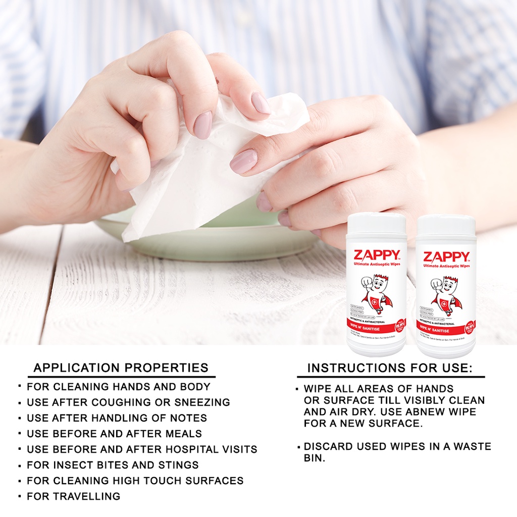 Zappy Ultimate Antiseptic Canister Wipes 70 Sheets x 2 Bottles | Shopee ...