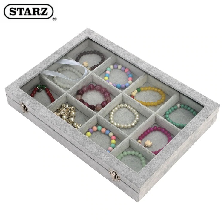 STARZ - 12 Slots Velvet Jewelry Storage Organizer Display Box ...