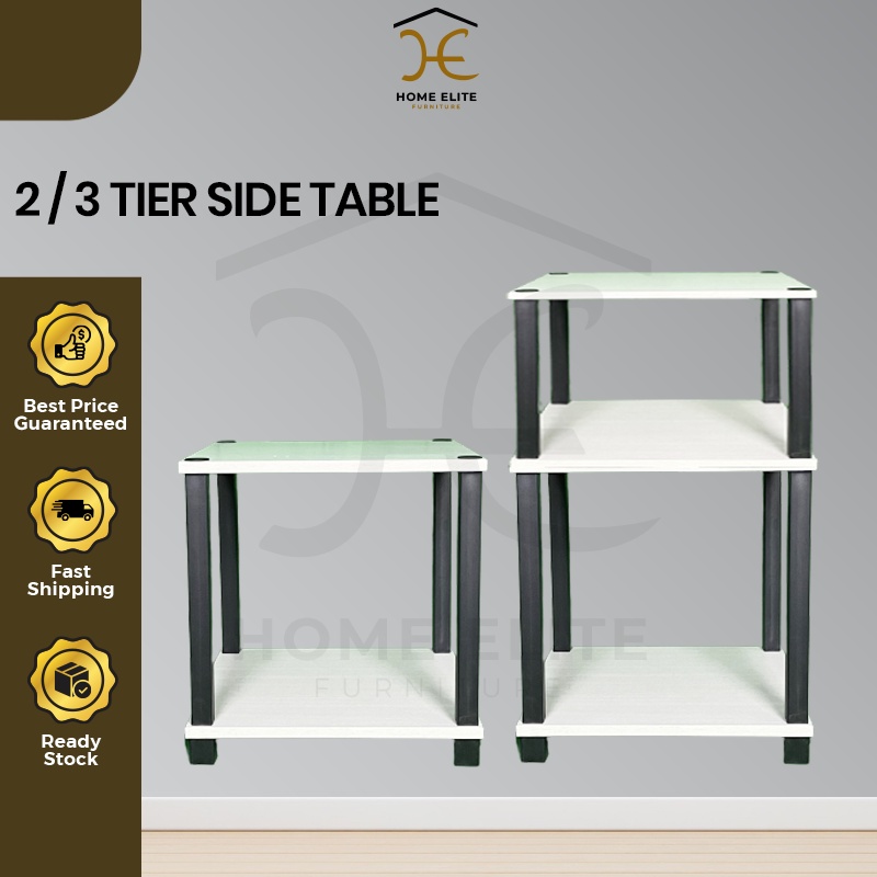 Home Elite 2 Tier/ 3 Tier Side Table Coffee Table Living Hall Shelf ...