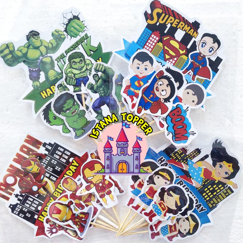 Cake Topper Standard/CUSTOM Themes Hulk, Superman, IronMan, And Wonder ...