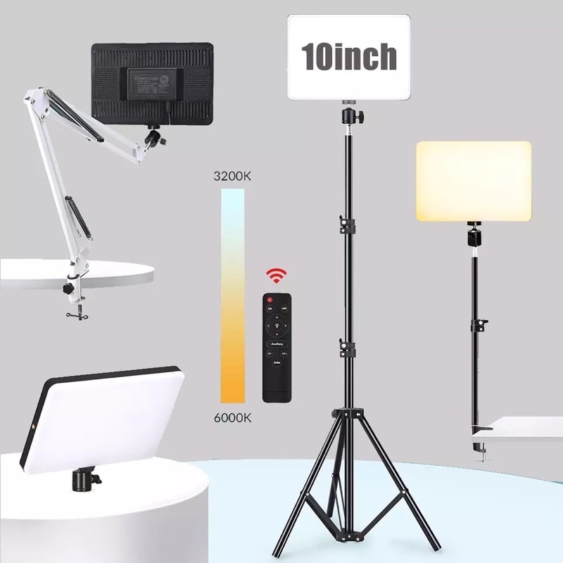 10 inch LED Video Light Panel Photography Lighting Remote Control For ...
