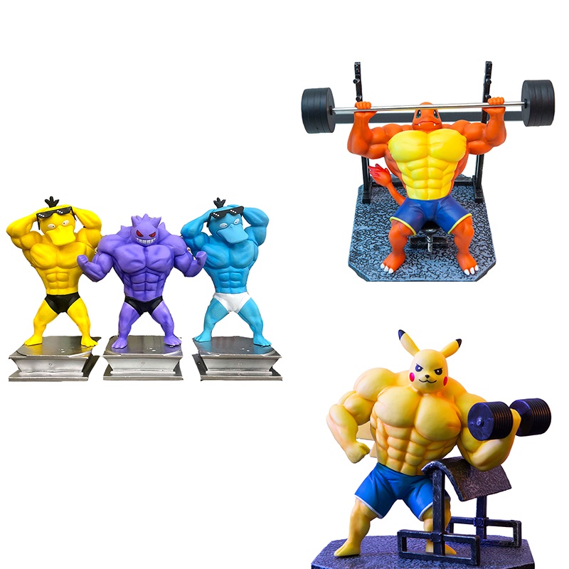 Muscle Pokemon Bodybuilding Weight lifting Charmander Pikachu Squirtle ...