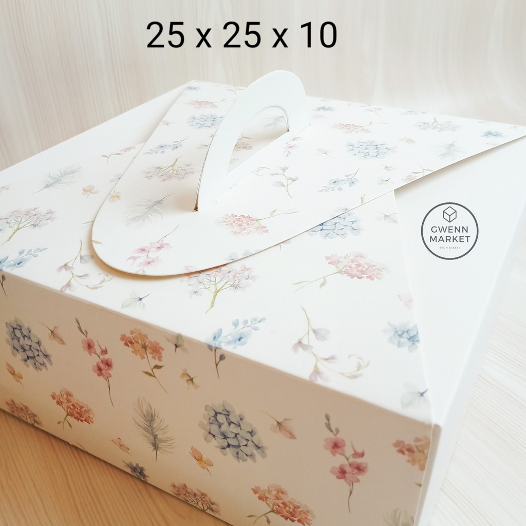 Cake box per 5pcs cake box cake box white blue flower cake box 25cm ...