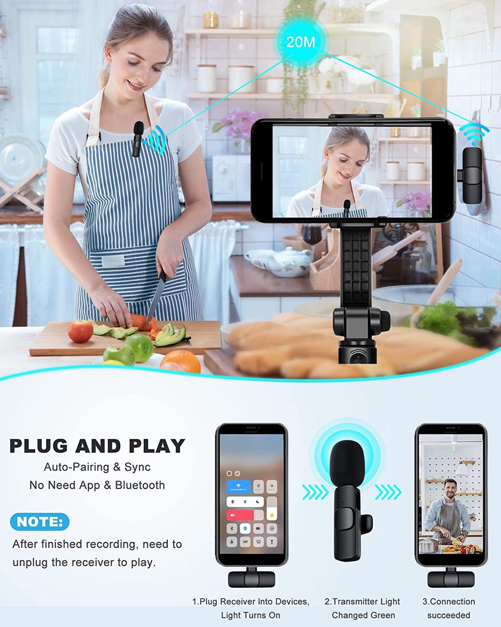 【SG🇸🇬 Ready Stock】Wireless Microphone for All Phones Wireless Lavalier ...