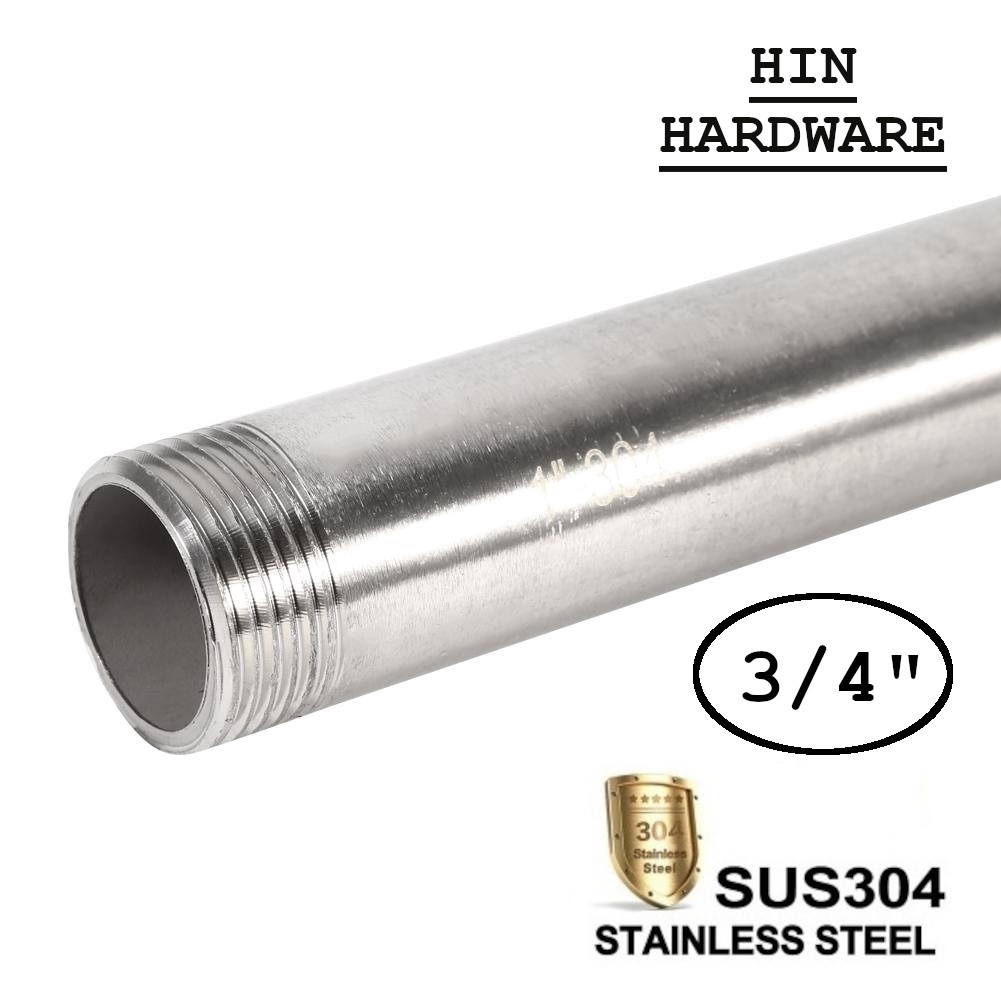 HIN Stainless Steel Pipe SUS304 3/4" Male Threaded Pipe (20mm) | Shopee ...