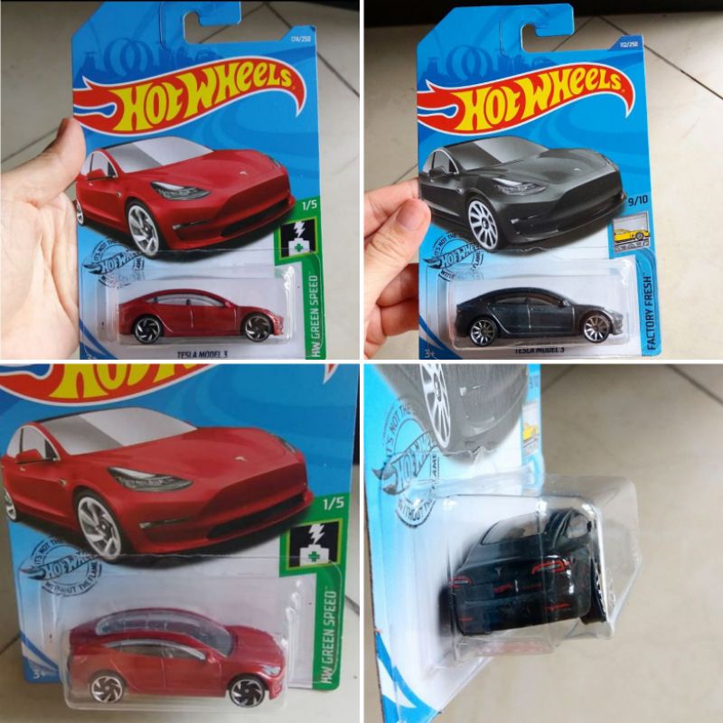 HOT WHEELS TESLA MODEL 3 COLLECTION HW GREEN SPEED DIECAST RED AND ...