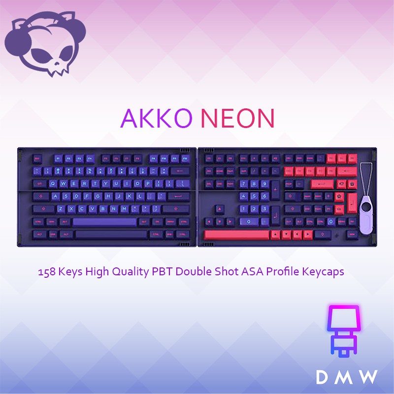 Akko Keycaps, PBT Double Shot ASA Profile Keycaps 158-Keys, Akko Neon ...