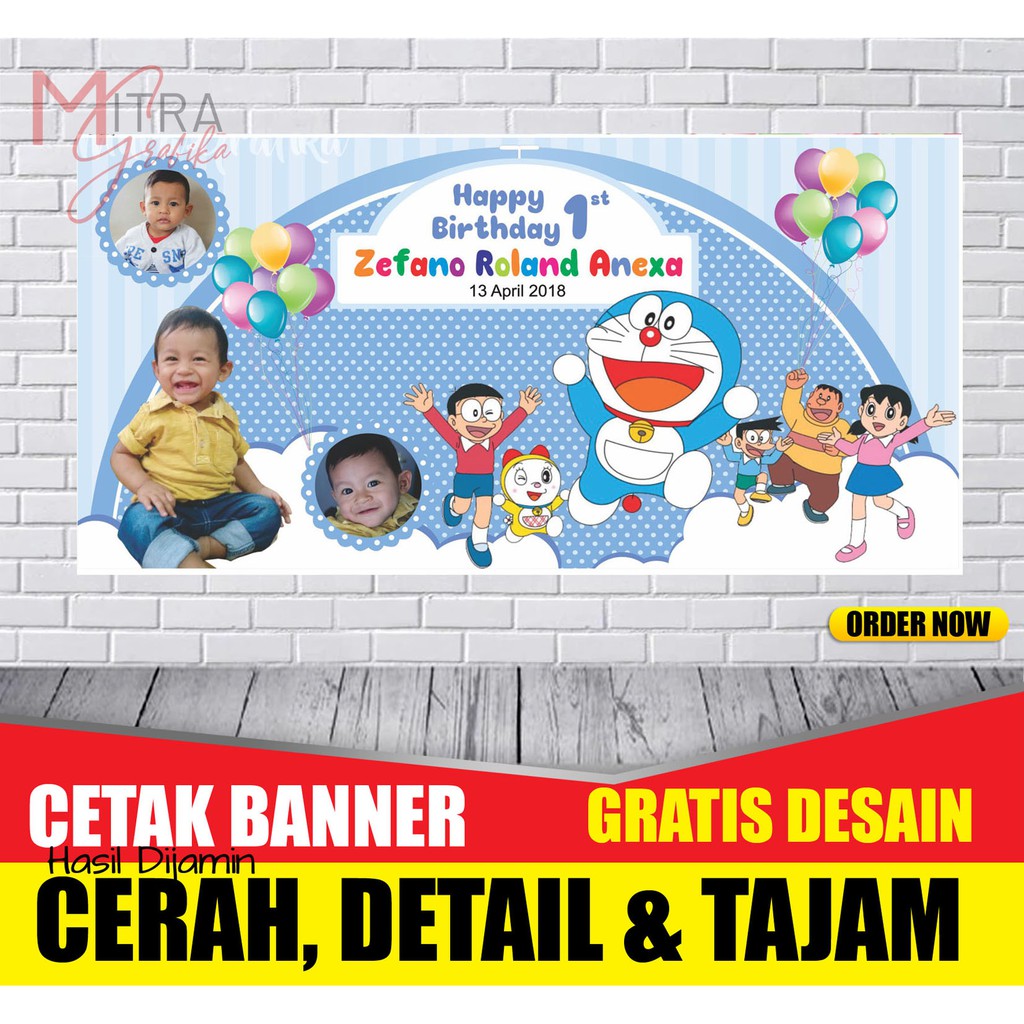 Birthday Backdrop/ Wallpapper Background/ DORAEMON Theme Birthday ...