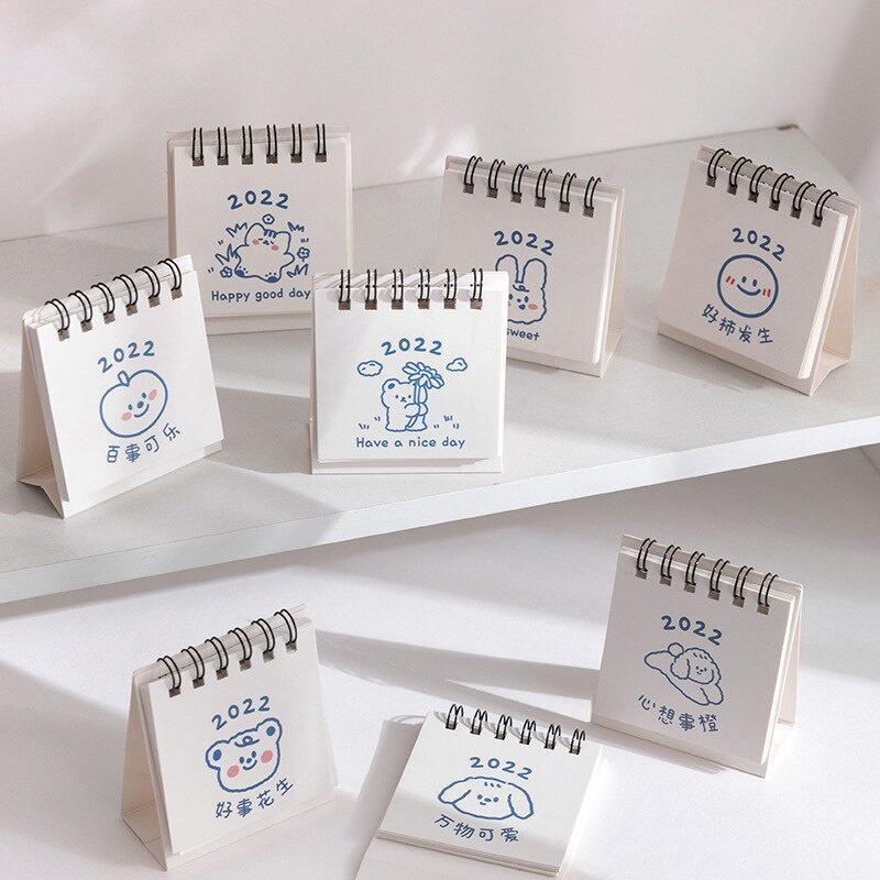 1 PCS Standing Flip Coil Cute Mini Table Calendar Organizing Monthly ...