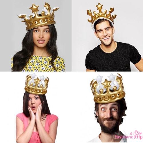 Inflatable Gold Crown Kids Adult Birthday Hats Cap King Toy Party ...