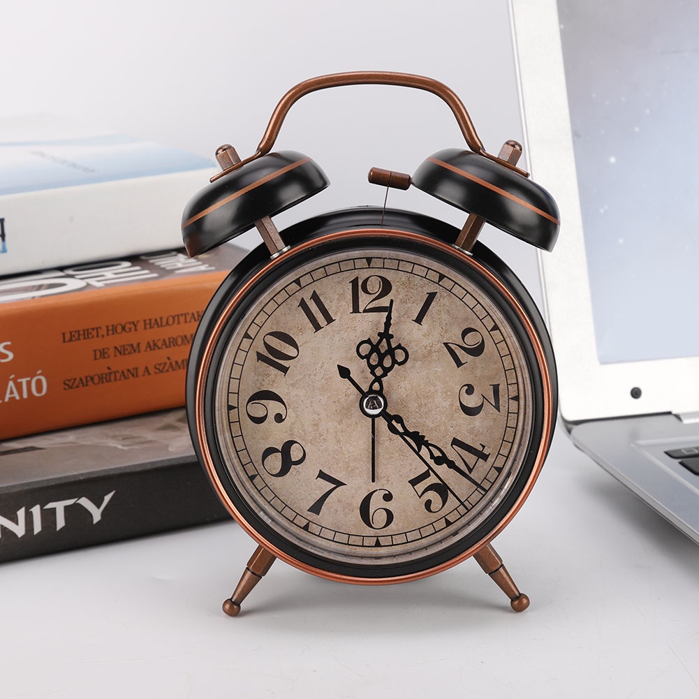 Alarm clock Luminous vintage mechanical manual Double bedroom double ...