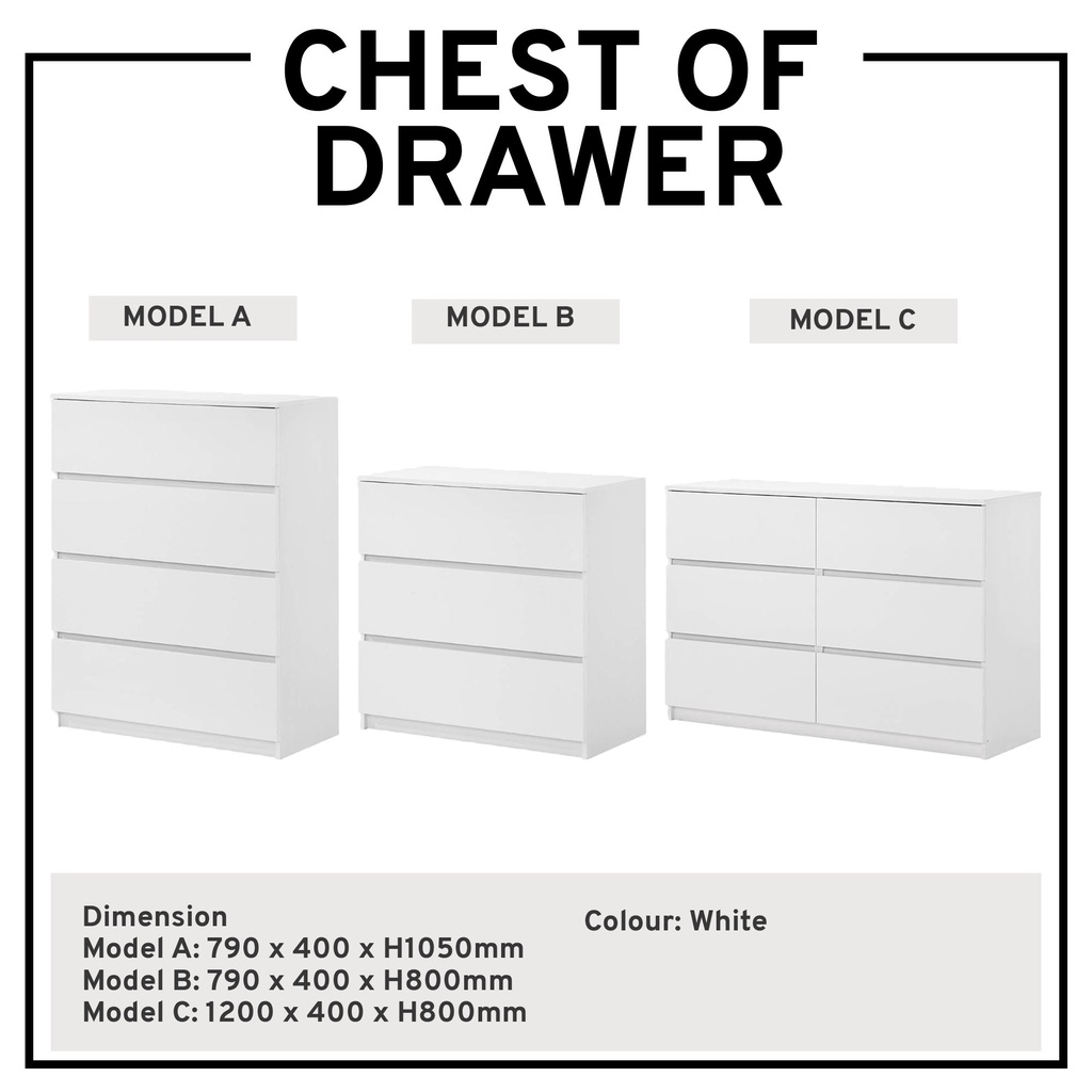 Chest Of Drawer White Drawer Storage Cabinet Drawer Cabinet 3 drawers 4 ...