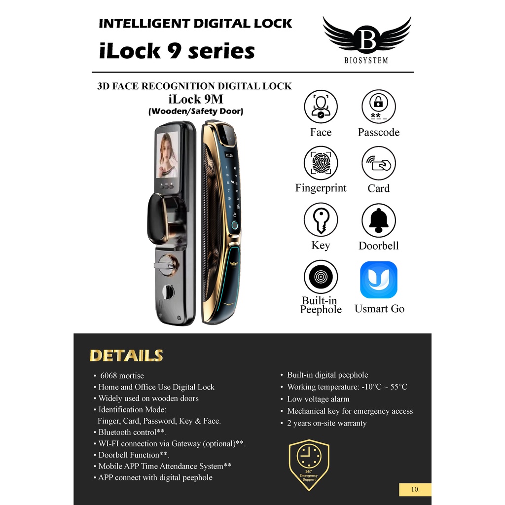 Biosystem Digital Door Lock - iLock 9E / 9M | Shopee Singapore