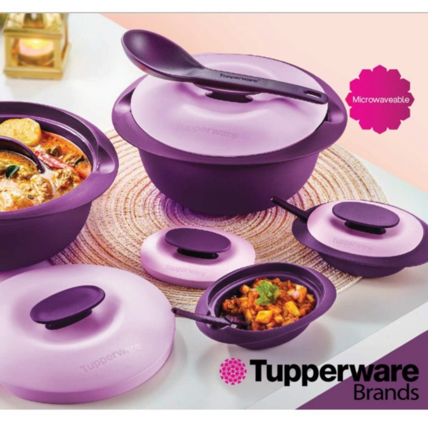 Tupperware Purple Royale Round Server with Spoon 1.6L / Sambal Dish ...