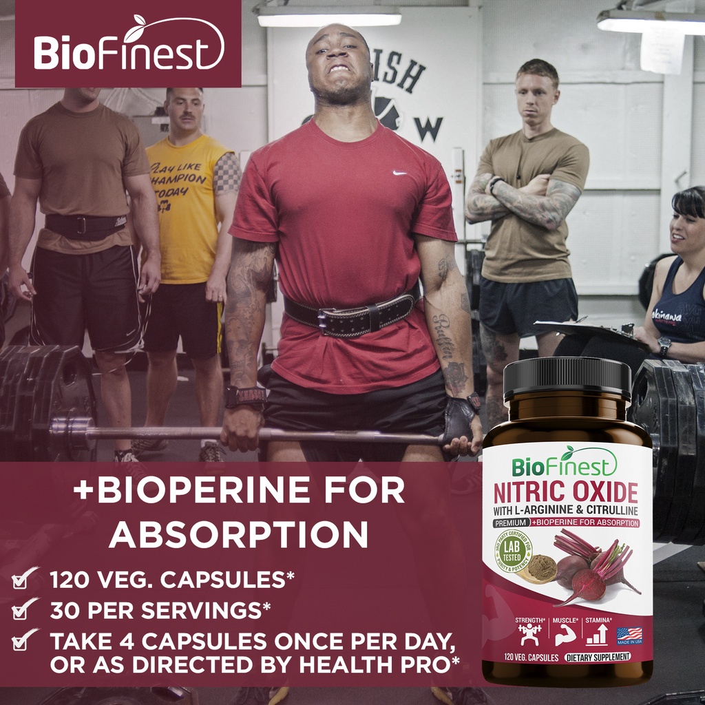 Biofinest N.O. Nitric Oxide Supplement - L Arginine Citrulline Beetroot ...
