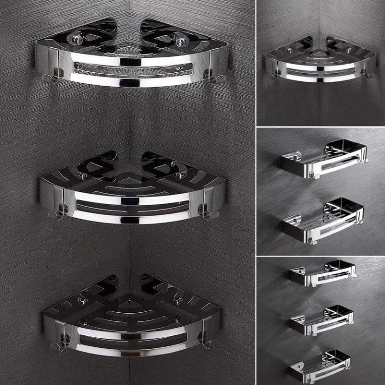 SG Seller 304 Stainless Steel Bathroom Toilet Corner Rectangle Rack ...