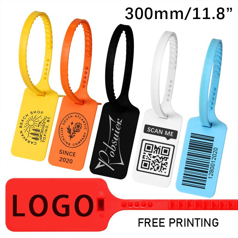 100 Custom Logo Tag Zip Ties Off Labels White Plastic Security Garment ...