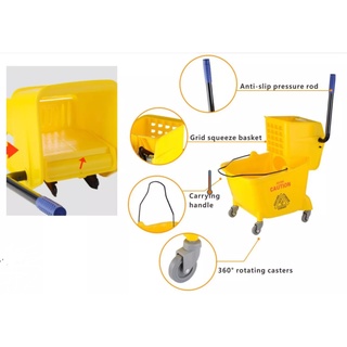 Yellow Mopping Pail With Wringer Trolley 20L / Mop Cart / Industrial ...