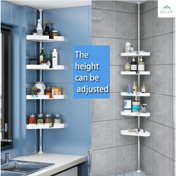 [SG Seller]4/5 Level Bathroom Corner Valet Rack Shelf Storage Holder ...