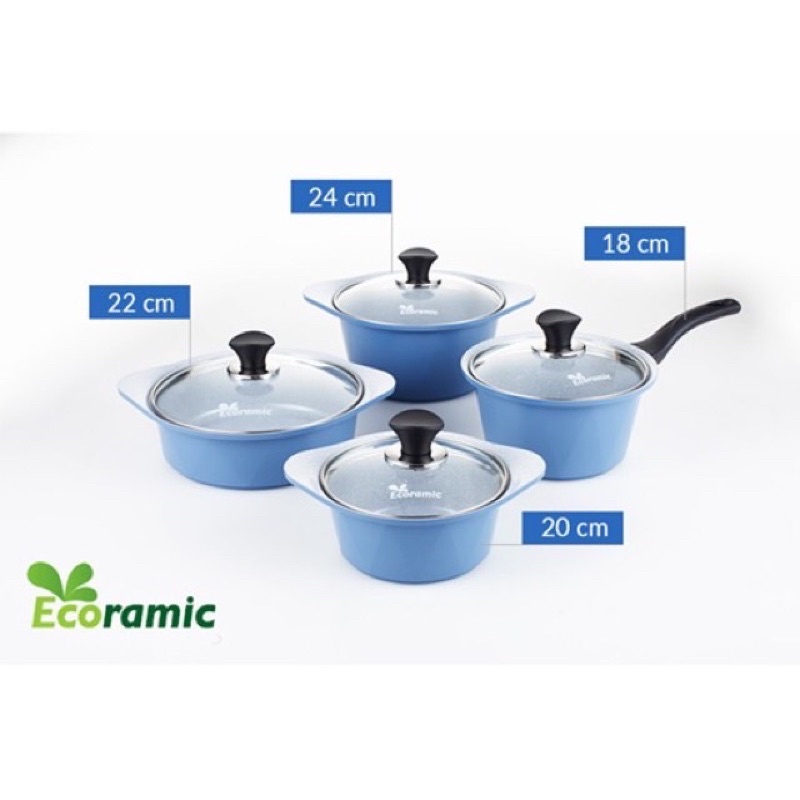 Pot set 8 Piece Ecoramic (blue) | Shopee Singapore