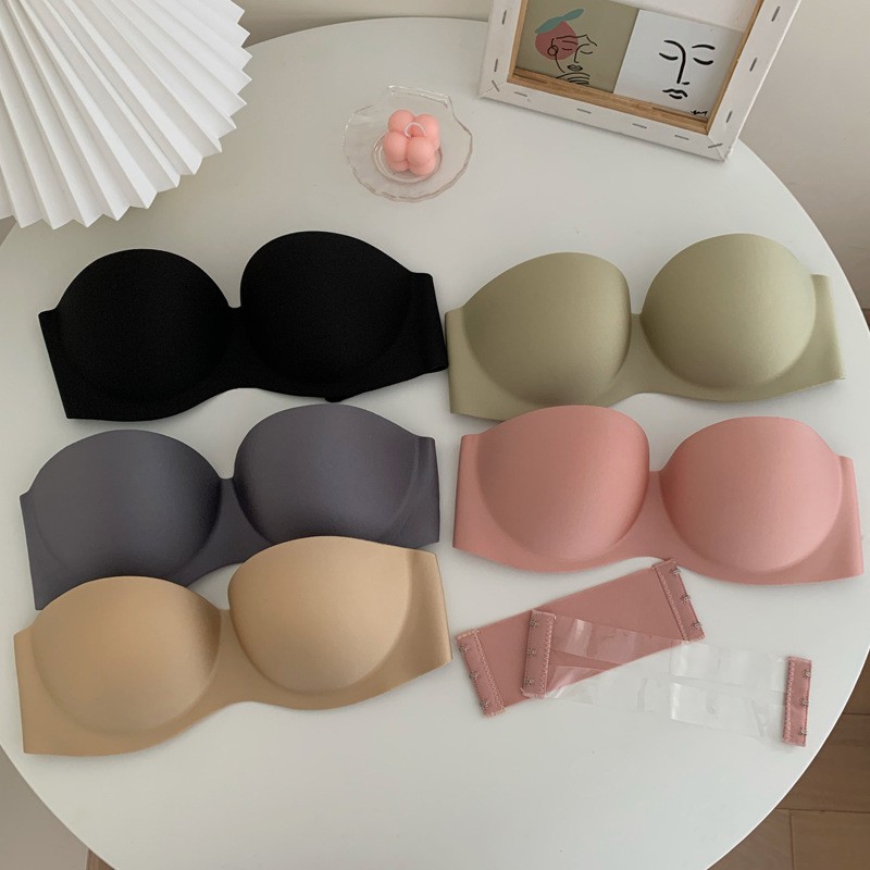 Fashion Color Seamless Women's Invisible Bras Strapless Push Up Bra ...