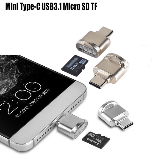 Mini Type C Micro SD TF Memory Card Reader OTG Adapter USB 3.1 Portable ...