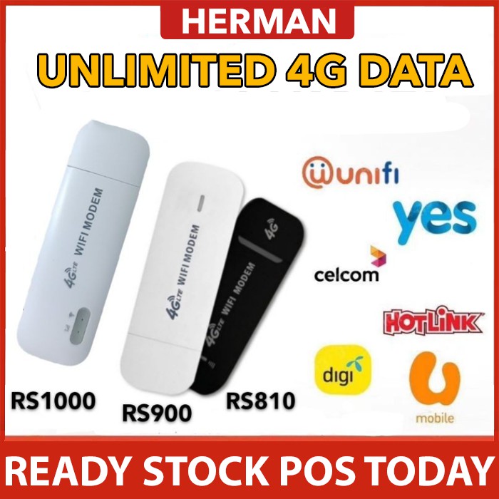 HERMAN MODIFIED Unlimited 4G Wifi Router 150Mbps Hotspot Car Mifi Modem ...