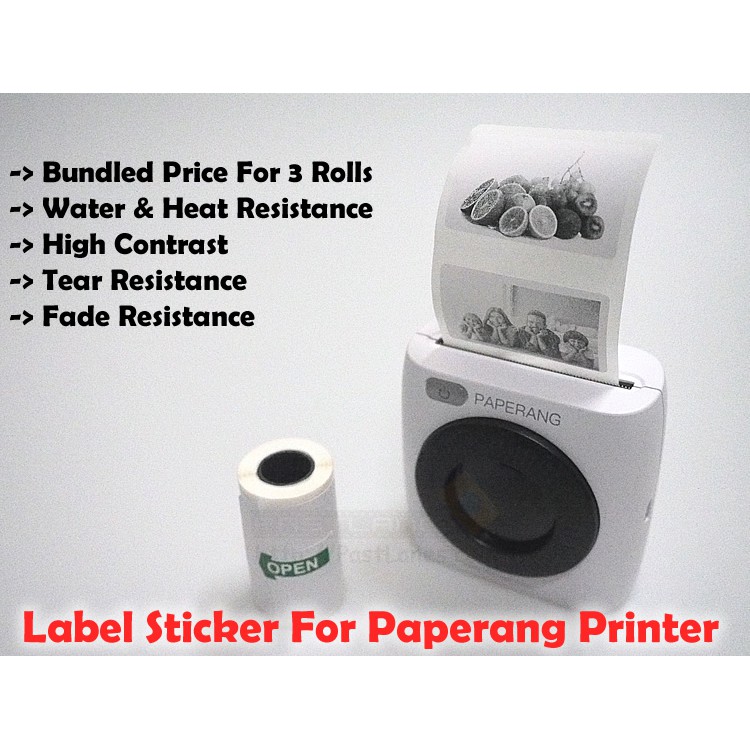 3 Rolls Premium Label Sticker Thermal Paper For Paperang / Comicam ...