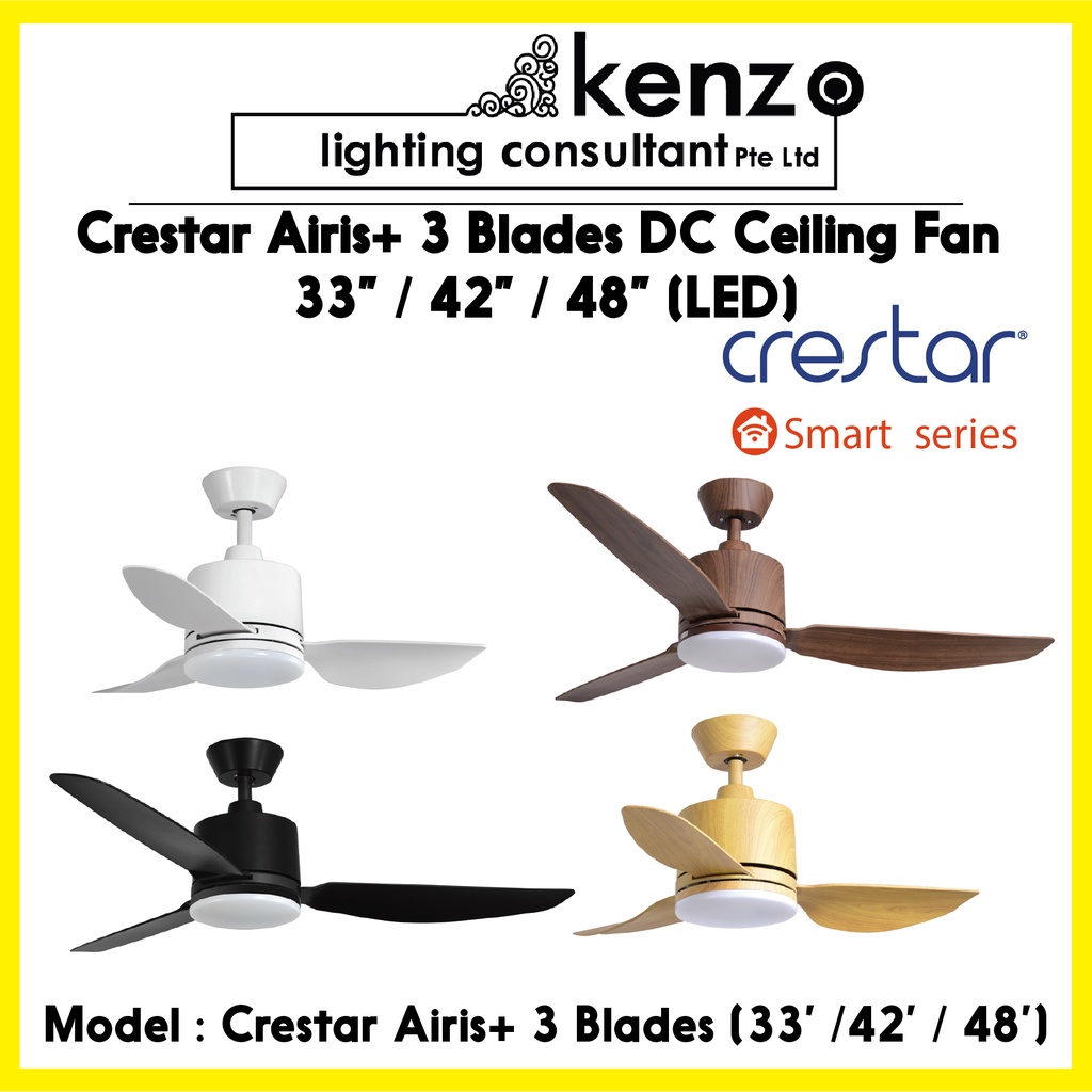 Crestar Airis+ 3 Blades LED Light Kit DC Ceiling Fan (Smart Series ...