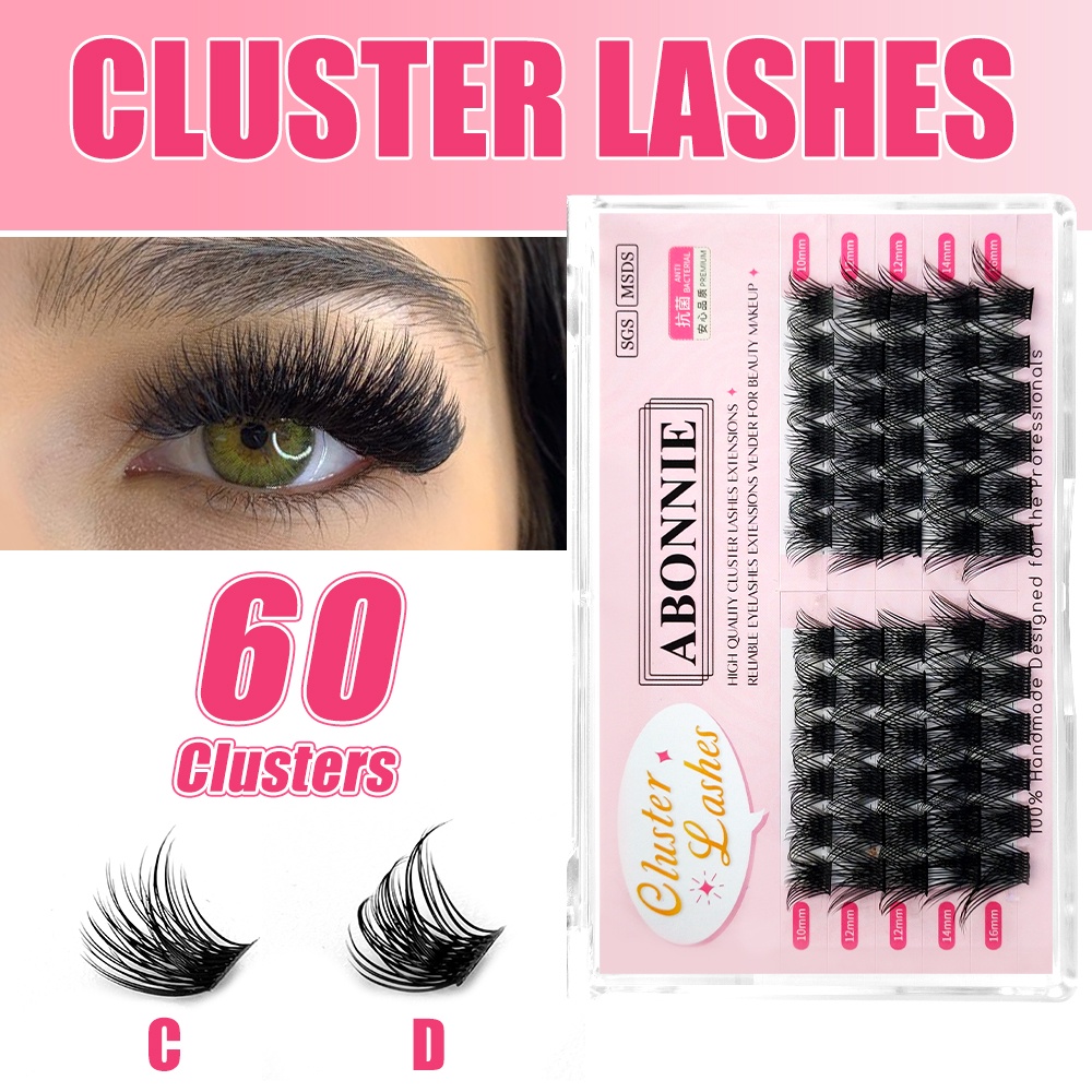 Abonnie DIY Lash Extensions Segmented Fluffy Eyelashes Volume Faux Mink ...