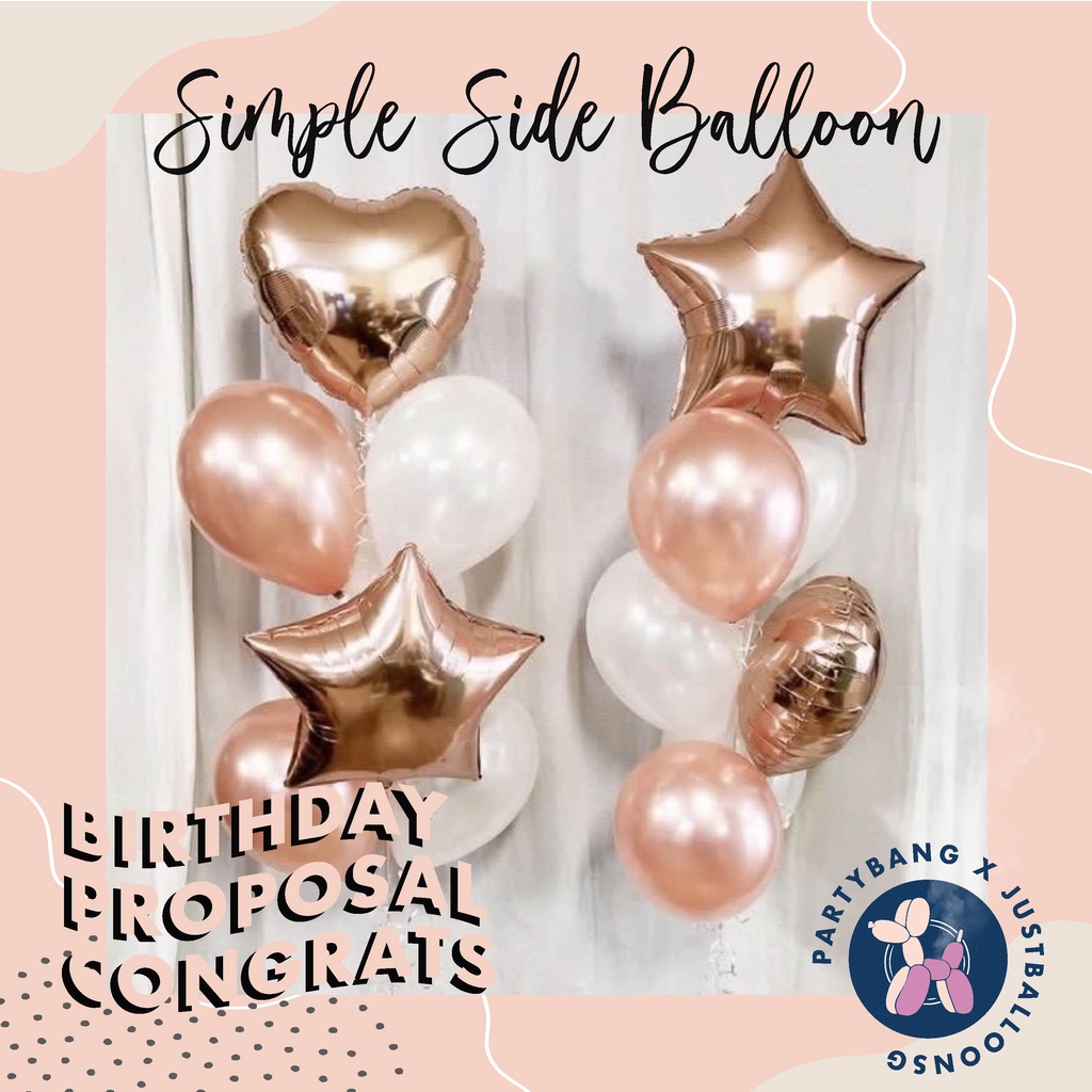 🇸🇬 (HELIUM) Simple Side Balloon Bundle Foil and Latex Birthday Proposal ...