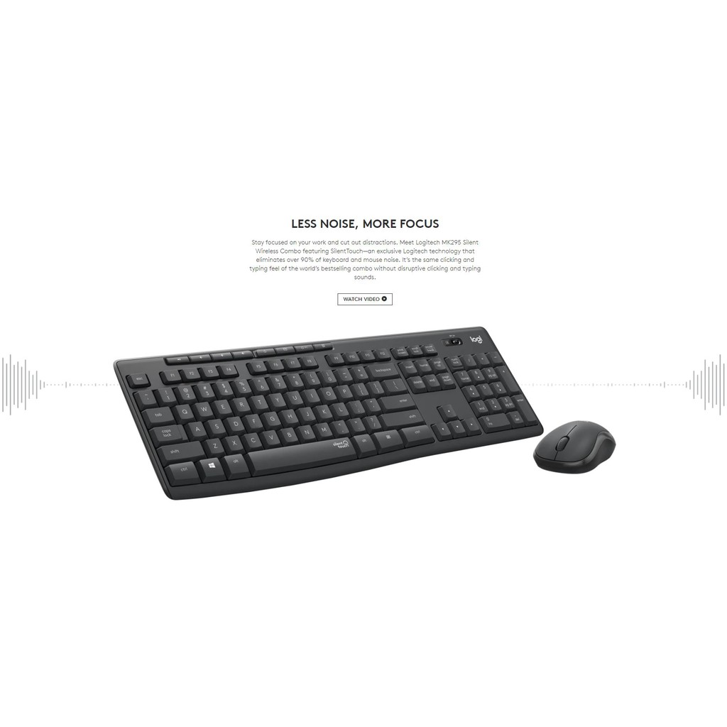 Logitech Mk295 Silent Wireless Combo Comfort Compact Mouse Full Size Keyboard Win Chrome 2 Yr
