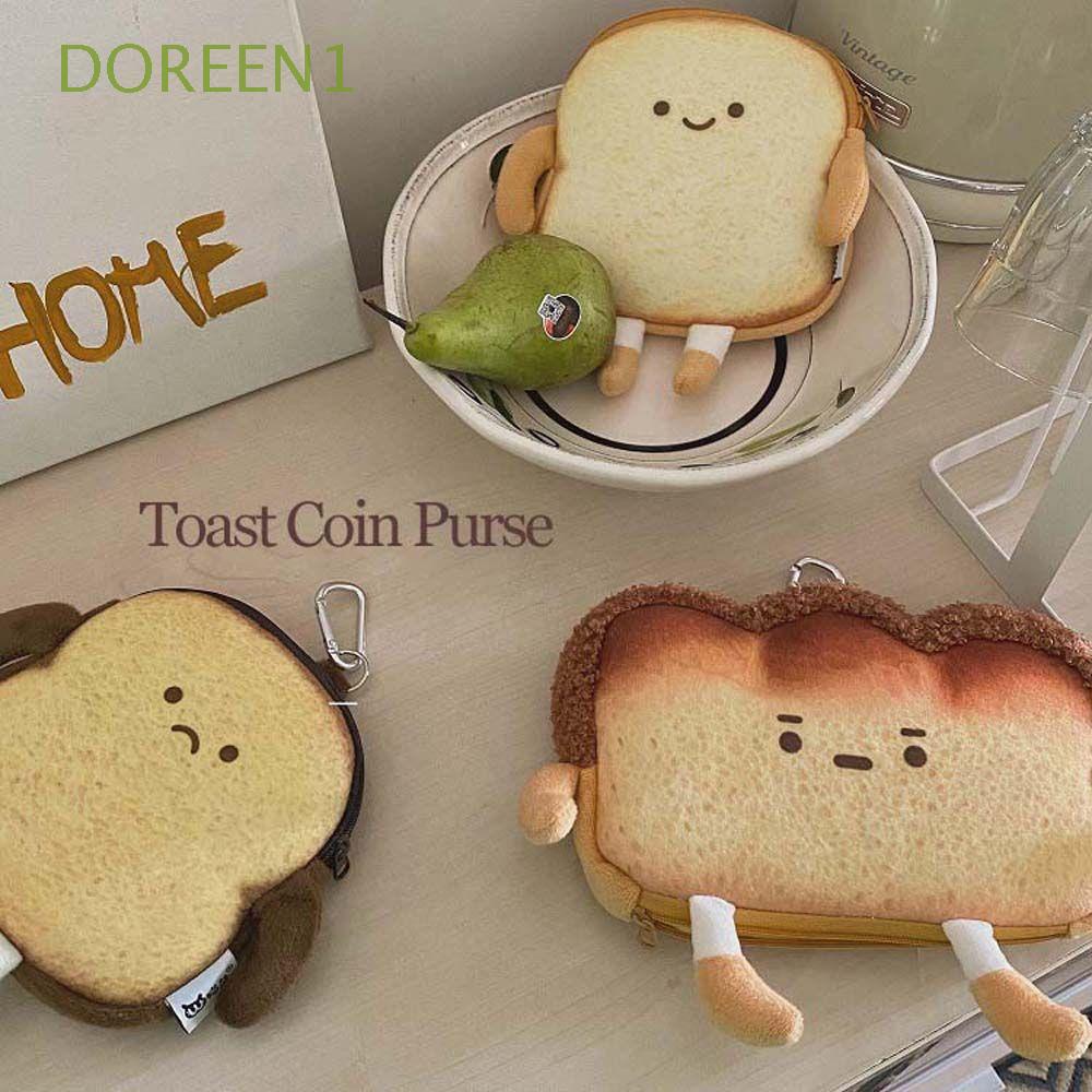 DOREEN1 Casual Bread keychain Bag Small Mini Flush Wallet Toast Coin ...