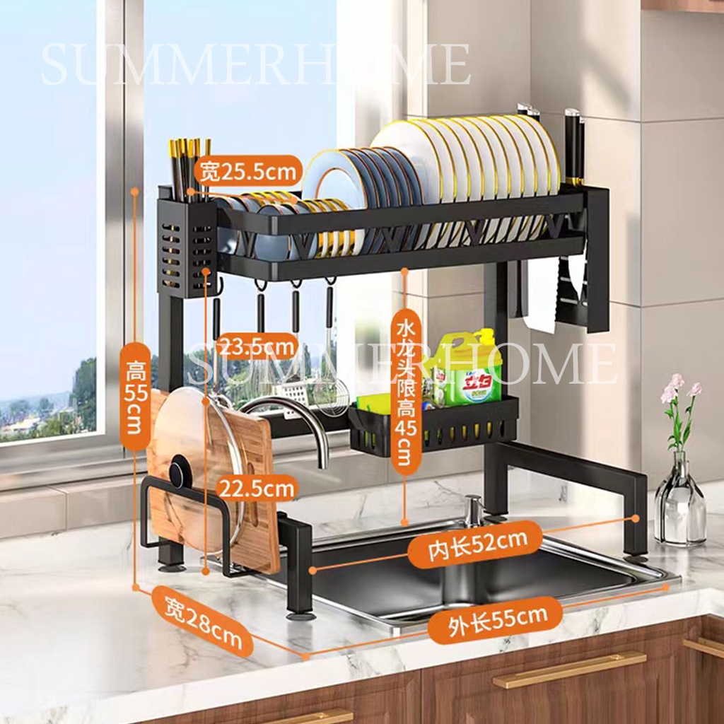 [ Available ] Adjustable Stainless Steel Kitchen Dish Rack Over The ...