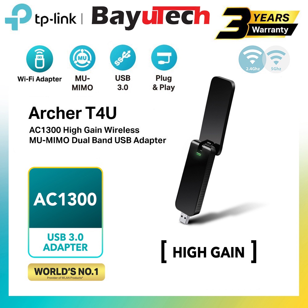 AC1300(2.4Ghz+5Ghz) TP-Link Archer T4U USB 3.0 Wifi MU-MIMO Wireless ...