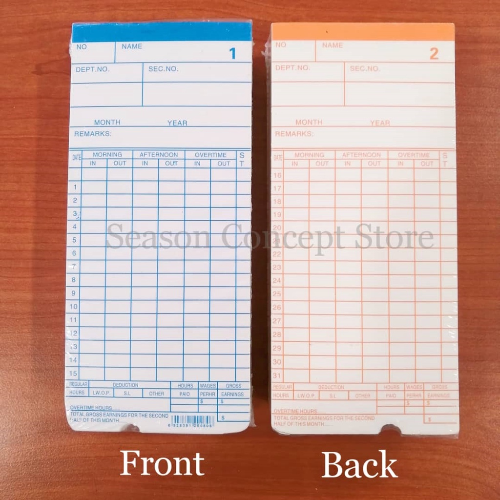 Time Recorder Punch Card (95pcs/pack) Punch Card Time Record Card ...