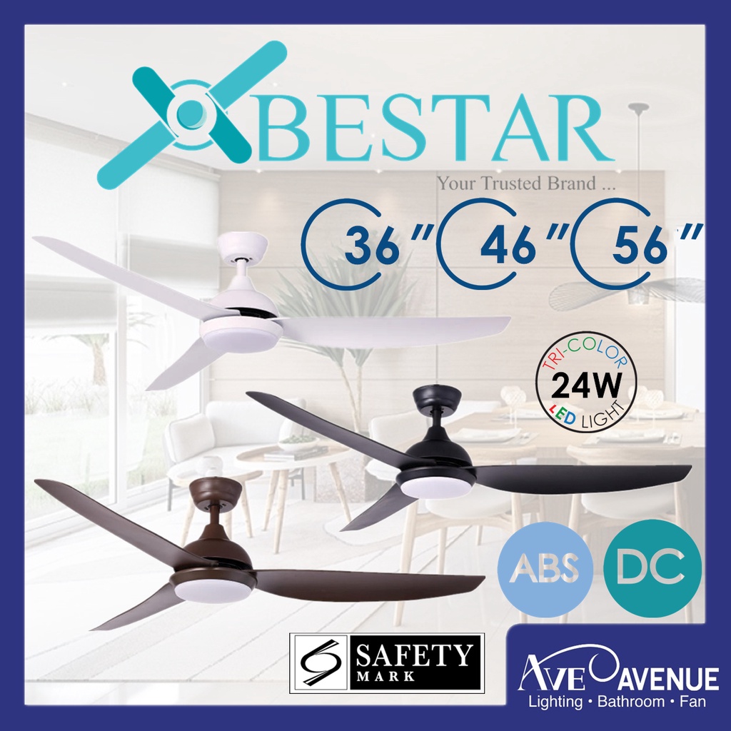 BESTAR STAR 3 3-Blade in 36 / 46 / 56 Inch DC Motor Ceiling Fan with ...