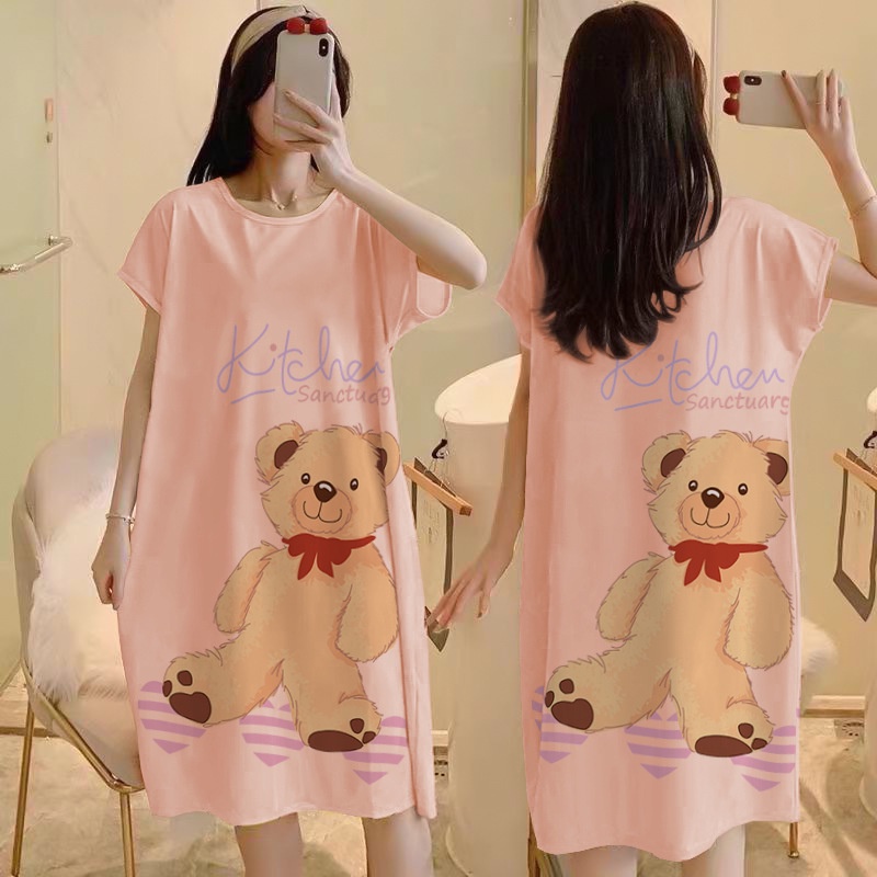 Nightdress Summer Thin Cartoon Women Pyjamas milk silk home service ...