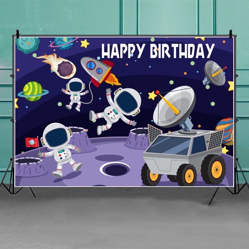 Astronaut Space Theme Birthday Party Decoration Party Backdrop Poster ...